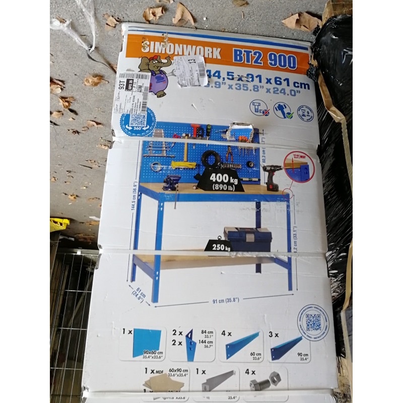 Simon Rack - Kit Etabli BT-2 900 bleu foncé/bois 1440x900x600mm SimonRack