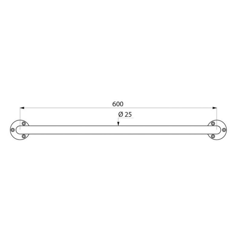Delabie - Barre d'appui ECO Diam25 L.600 Inox poli brillant