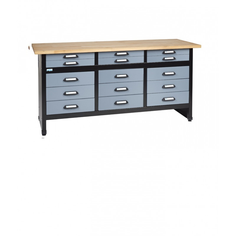 Kupper - Etabli longueur 170 cm et multiples tiroirs- Gris