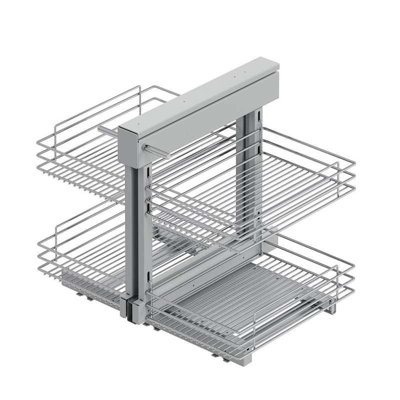 Emuca - Meuble d'angle articulé Emuca Suprastar côté gauche acier chromé