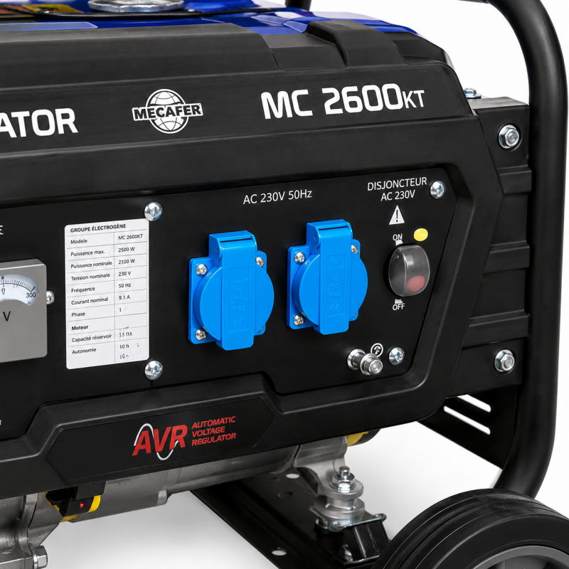 Mecafer - Groupe Electrogene Essence 2500W AVR Reservoir de 15 L 96 dB ...