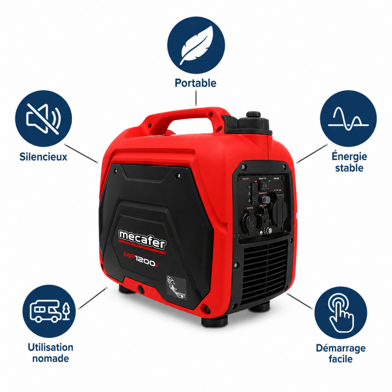 Mecafer - Groupe Electrogene Inverter Portable 1080W Silencieux 93 dB ...